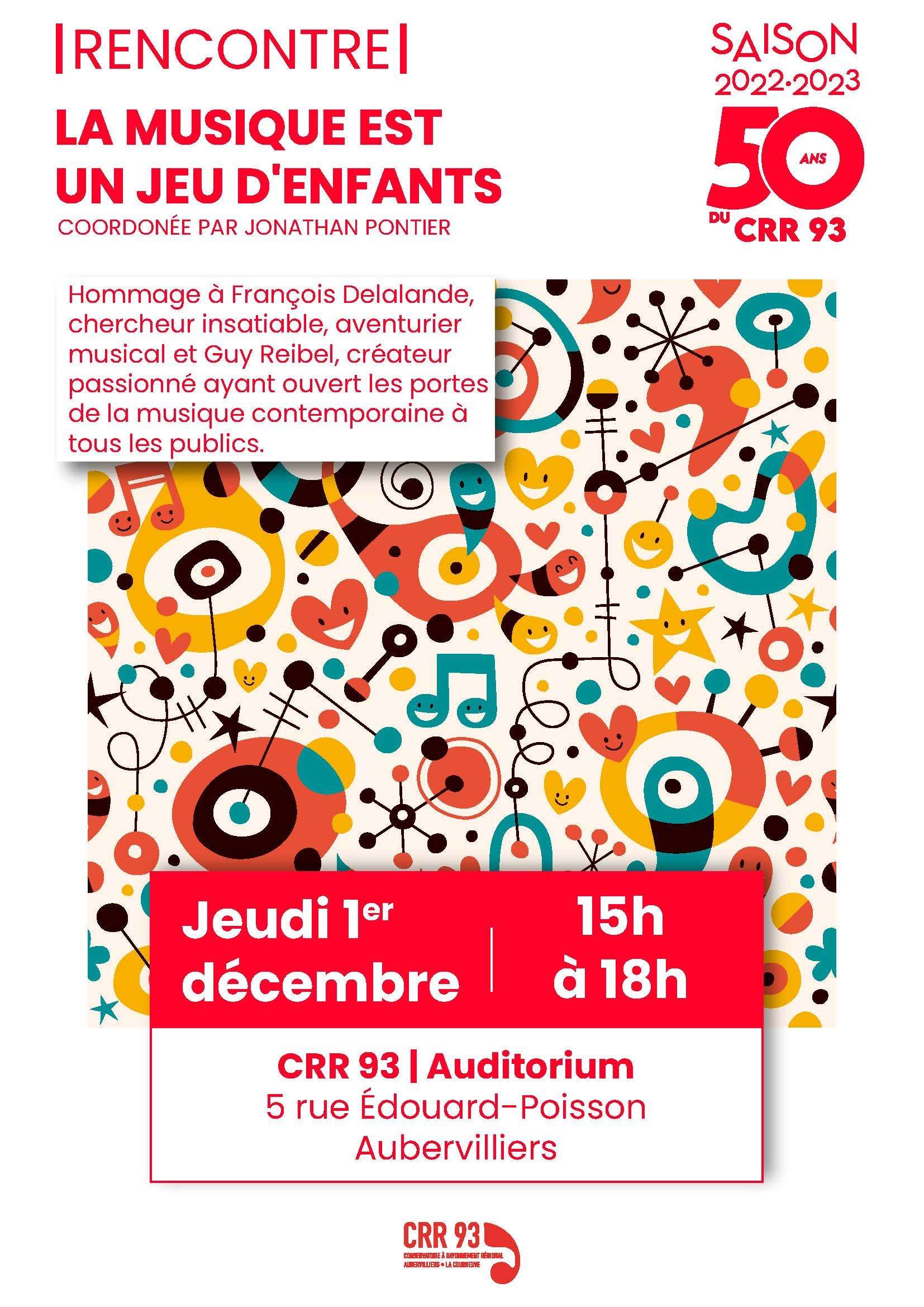 La musique est un jeu d'enfants, le 1er décembre au CRR 93 à ...